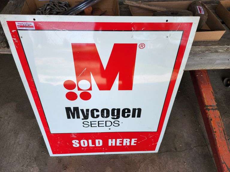 Metal Double Sided Mycogen Seed Sign - Fragodt Auction and Real Estate LLC