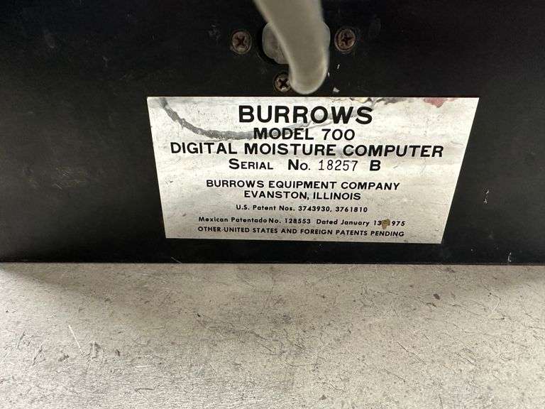 Burrows Model 700 Digital Moisture Computer with Scale, Believed to be ...