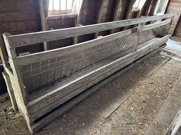 (2) 16’ Wooden Sheep Feeder Bunks. Buying All For One Money. - Fragodt Auction and Real Estate LLC