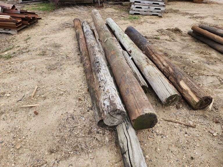 (8) Large Diameter Wood Posts, Approx 9’ - Fragodt Auction and Real ...
