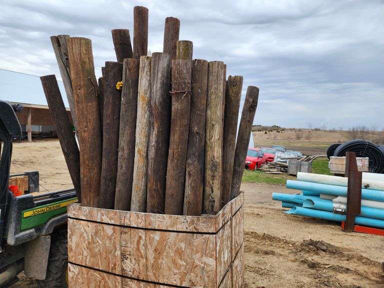 (50) Wood Posts, 6’ Tall in Wood Container - Fragodt Auction and Real ...