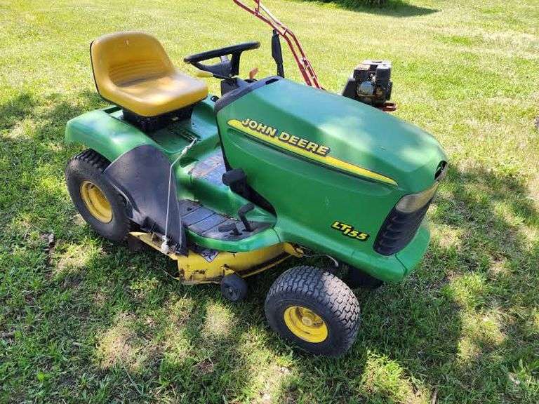 John Deere LT155 Lawn Mower, 15hp, 38” Cut, Hood Needs Repair, Running ...