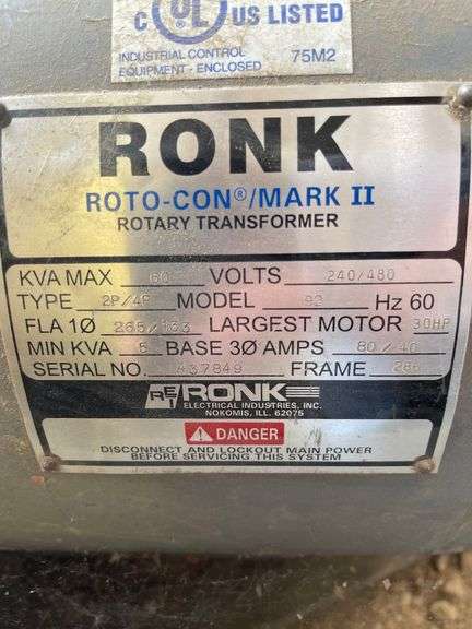Ronk Roto-Con/Mark II Phase Converter - Fragodt Auction and Real Estate LLC