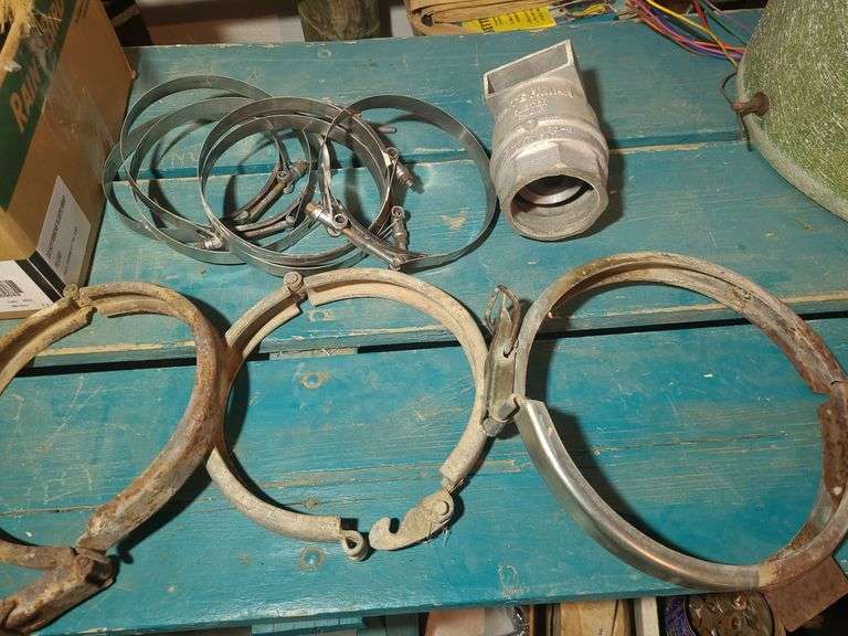 Stainless pipe clamps, 7.5". 9in and 10in steel clamps. Waterman 3in ...