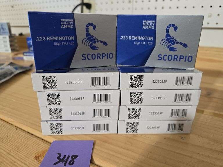 10- 20 RND BOXES SCORPIO 223 REM 55GR FMJ. SO MUCH PER BOX TIMES 10 ...