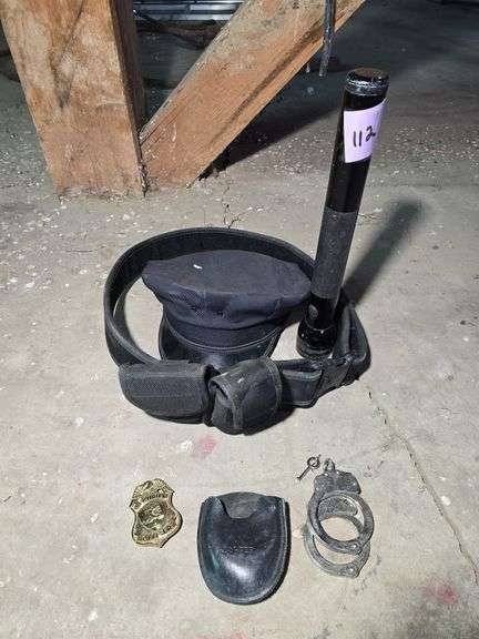 POLICE HAT, MAG LITE, BELT. - Freedom Auctions LLC