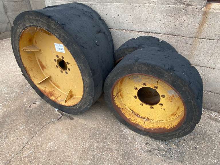 Set of Hard Rubber Backhoe Wheels & Tires (Front & Rear) - Gavel Roads ...