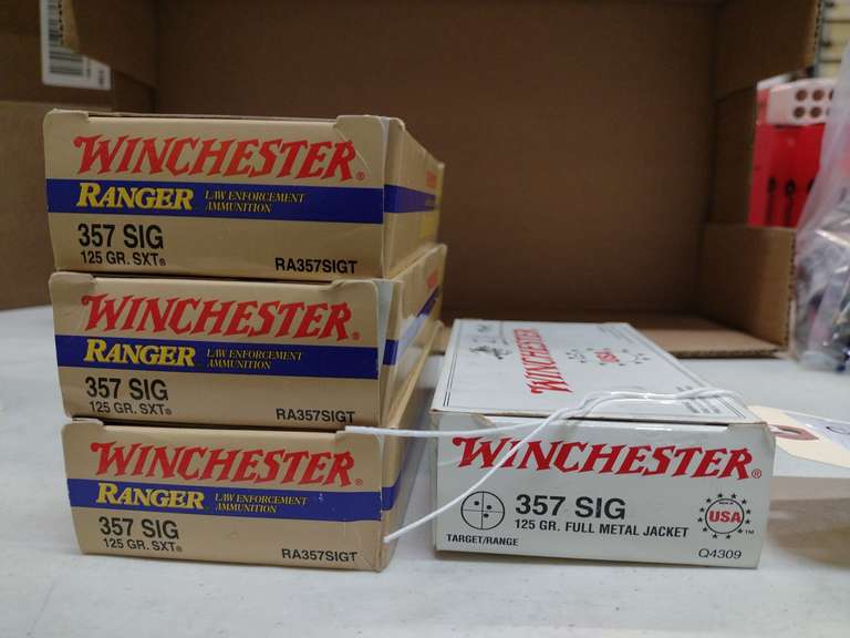 (1) Box Winchester USA .357 Sig 125-GR FMJ Ammo, (3) Boxes Winchester ...