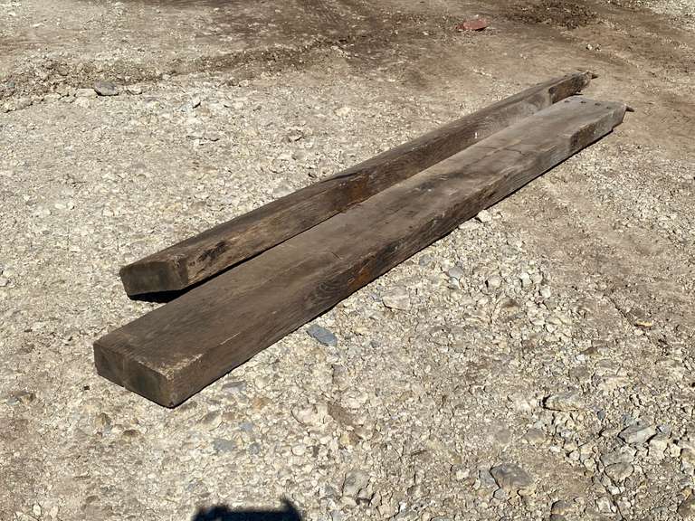 (2) Large Wooden Timber Beam Equipment Ramps - Gavel Roads Online Auctions