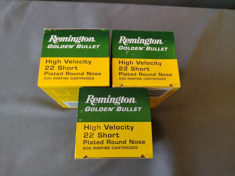 (3) Boxes of Remington Golden Bullet High Velocity 22 Short Ammo ...