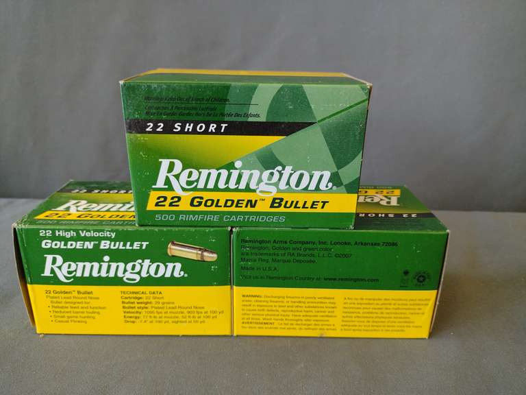 (3) Boxes of Remington Golden Bullet High Velocity 22 Short Ammo ...