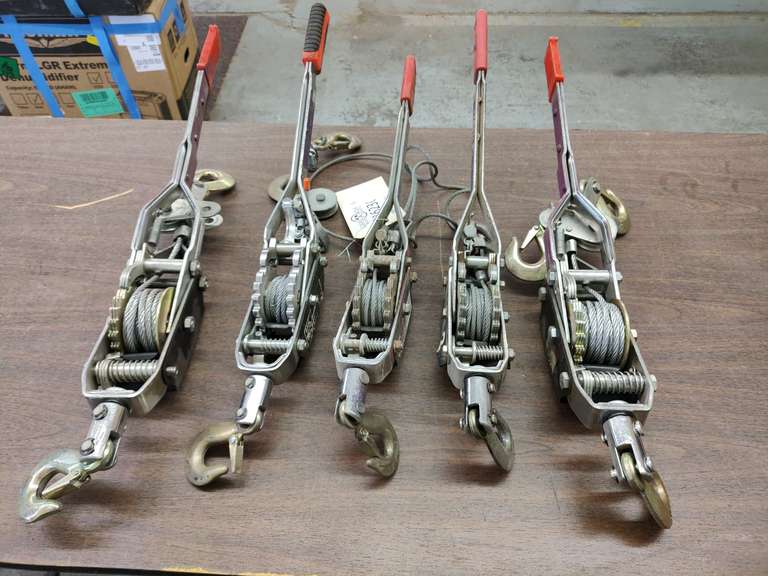 Assorted 4 Ton & 2.5 Ton Double Gear Cable Pullers - Gavel Roads Online Auctions