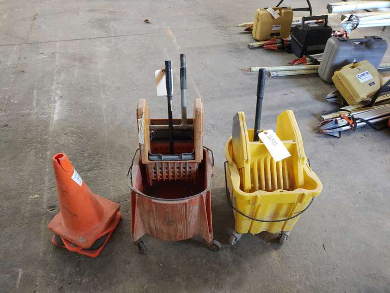 (2) Janitorial Buckets & (3) Orange Traffic Cones - Gavel Roads Online ...