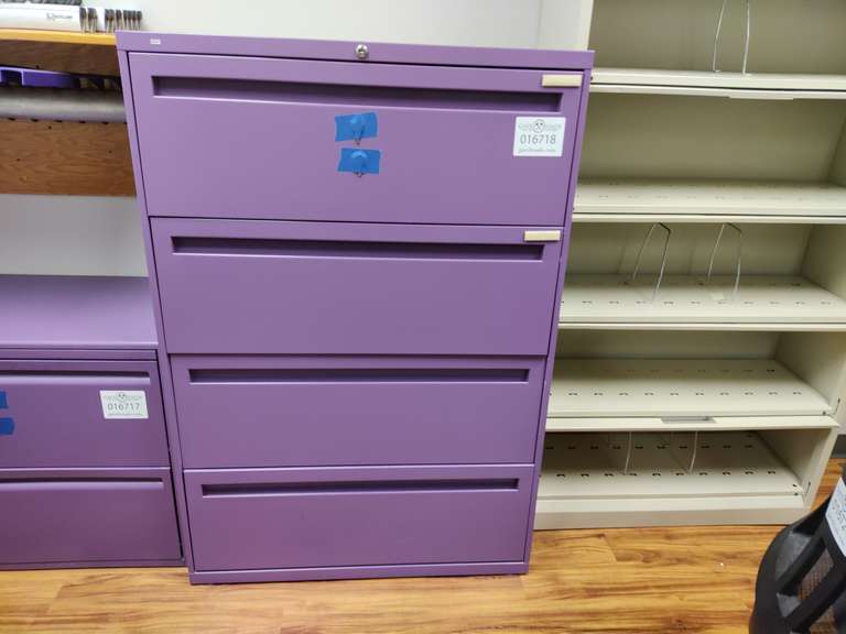 Purple (4) Drawer Lateral Filing Cabinet - Gavel Roads Online Auctions