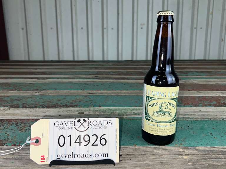 (1) 12-oz Bottle of Leaping Lager - Team Deere Beer - Gavel Roads ...