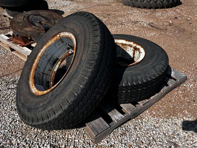 (2) 10.00-20 Tires on Rims - Gavel Roads Online Auctions