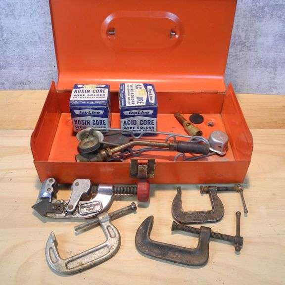 Vintage Solder Box with Hardware and "C": Clamps - GC5 Auctions