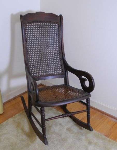 Antique Cane Bottom & Back Rocker - GC5 Auctions