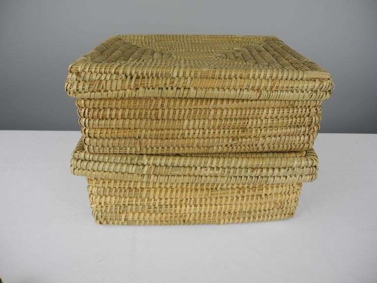 Lot of 2 Lidded Basket Boxes - GC5 Auctions