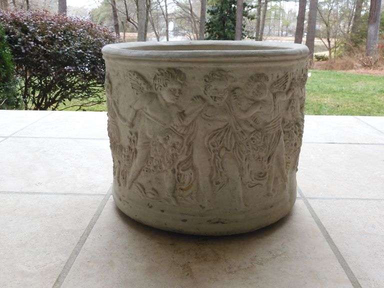 Beautiful Bas Relief Cement Planter - GC5 Auctions