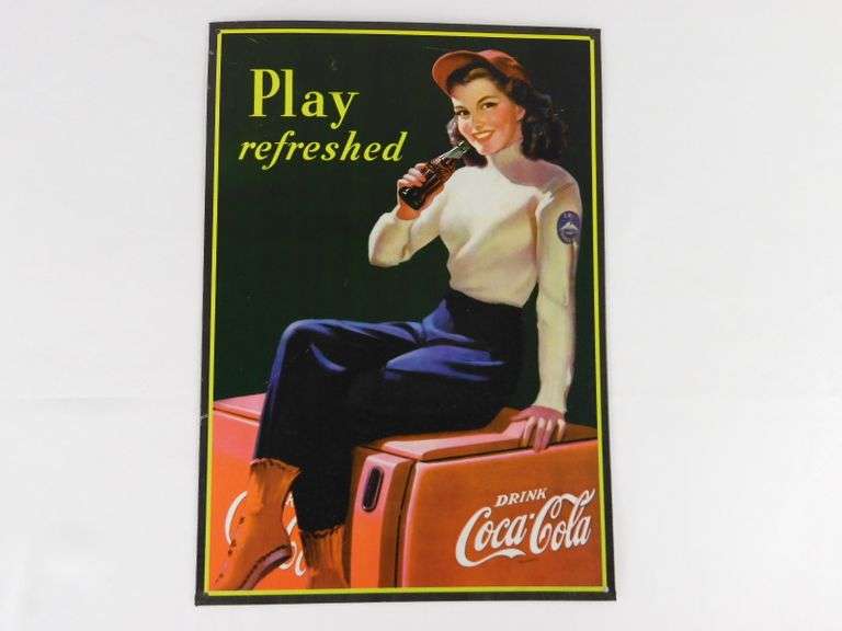 1998 Coca-Cola "Play Refreshed" Tin Sign - GC5 Auctions