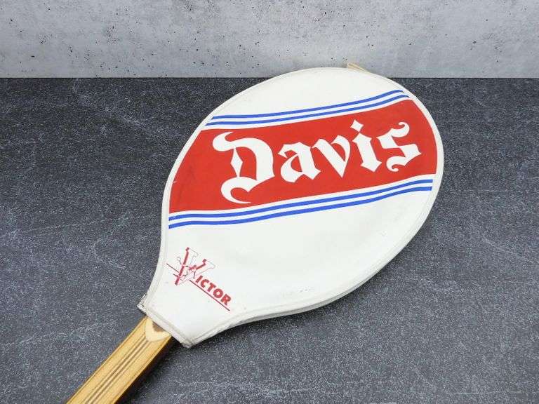 Vintage Davis Imperial Wood Tennis Racket with Cover - GC5 Auctions