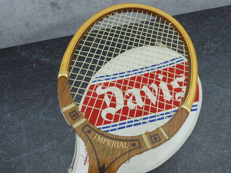 Vintage Davis Imperial Wood Tennis Racket with Cover - GC5 Auctions
