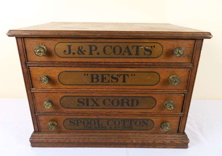 Antique J.P. Coats 4 Drawer Spool Cabinet - GC5 Auctions