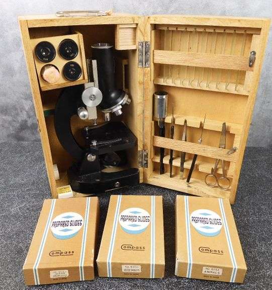 Vintage Monolux Microscope with Accessories and Prepared Slides - GC5 ...