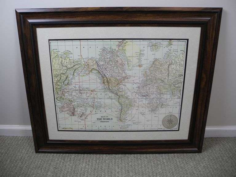 Framed World Map Print - GC5 Auctions