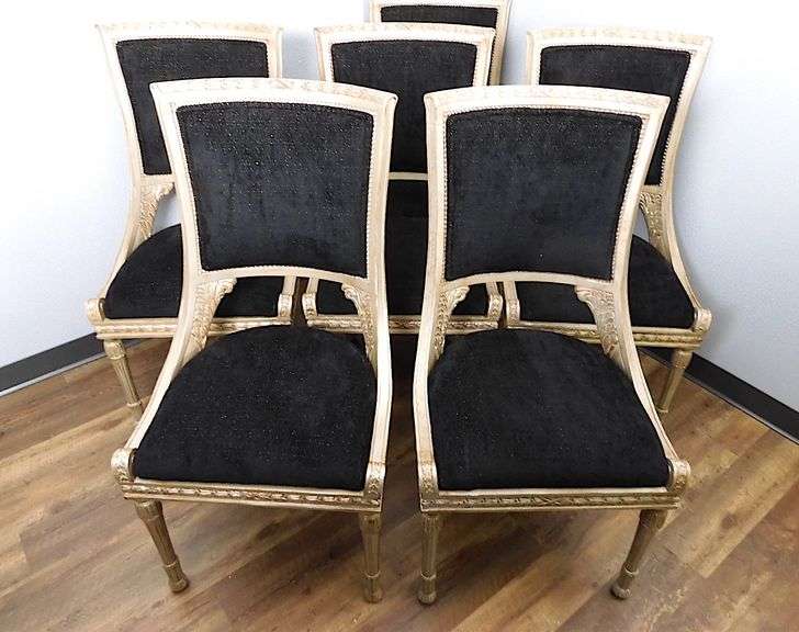 Lot of 6 Casa Bique Upholstered, Carved Dining Chairs - See Description ...