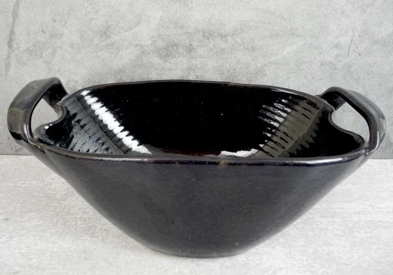 Double Handle Deep Navy Blue Glaze NC Pottery Bowl Signed Kenneth ...