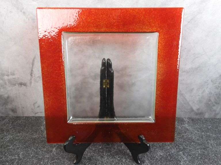 Square Glass Plate with Red Rim - GC5 Auctions