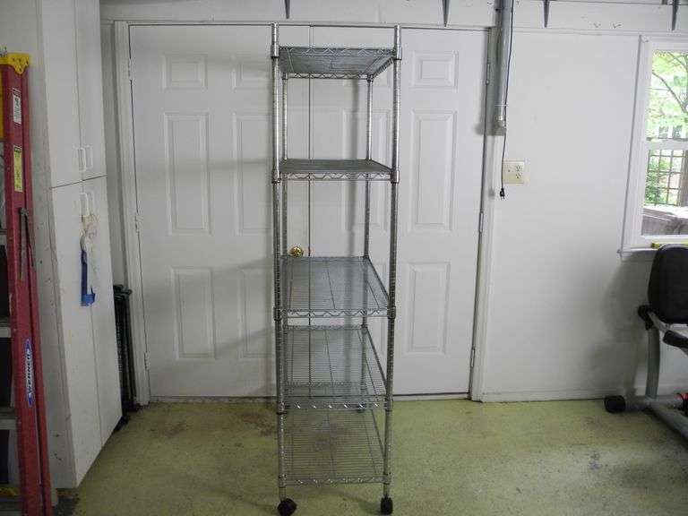 Stainless Steel 5 Shelf Rolling Rack - GC5 Auctions