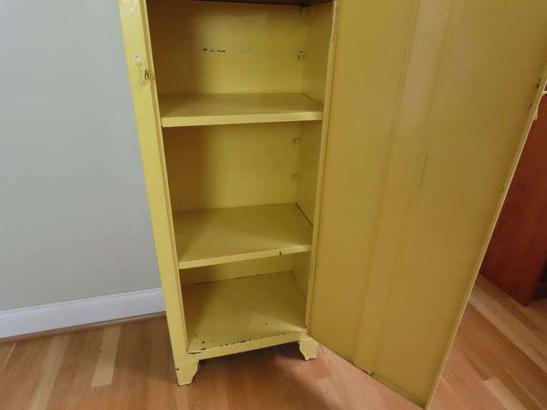 Vintage Yellow Locker Style Cabinet - GC5 Auctions