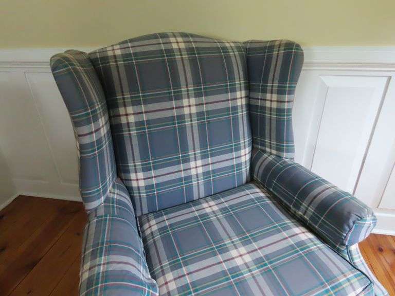 Plaid Wingback Chair - GC5 Auctions