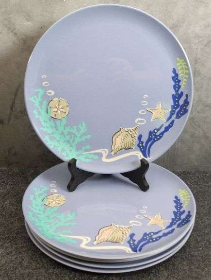 Lot of 6 Melamine "Under The Sea" Light Blue Plates - GC5 Auctions