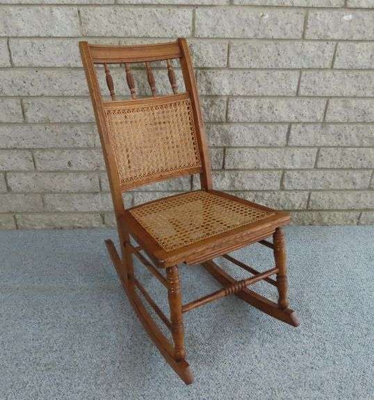 Antique Cane Bottom Rocking Chair - GC5 Auctions