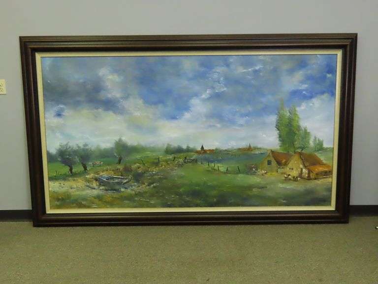 Massive Framed Belgian Painting by Noel VanDorpe - GC5 Auctions