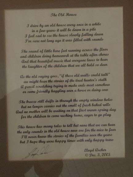 Old House poem and framed photos - Gregg Auctions