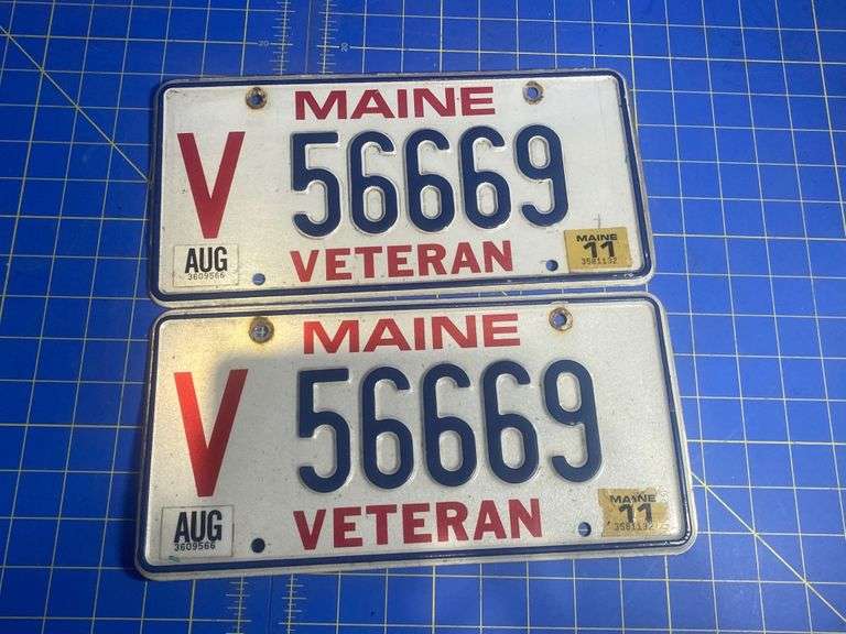 Match- Maine Veterans Lic. Plates - Gregg Auctions