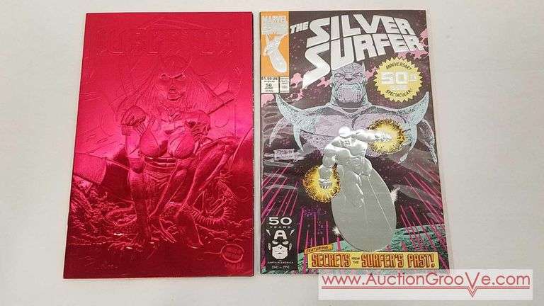 Two comic books featuring Purgatori and The Silver Surfer. Purgatori ...