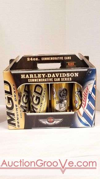 Two Miller Lite/ MGD 24 Oz, 8 Pack. Commemorative Harley-Davidson Can ...