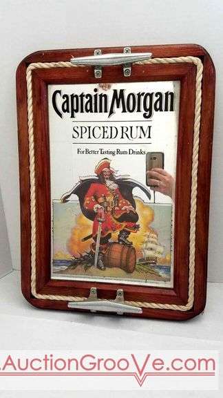 Captain Morgan Spiced Rum hanging framed mirror sign and tray ...