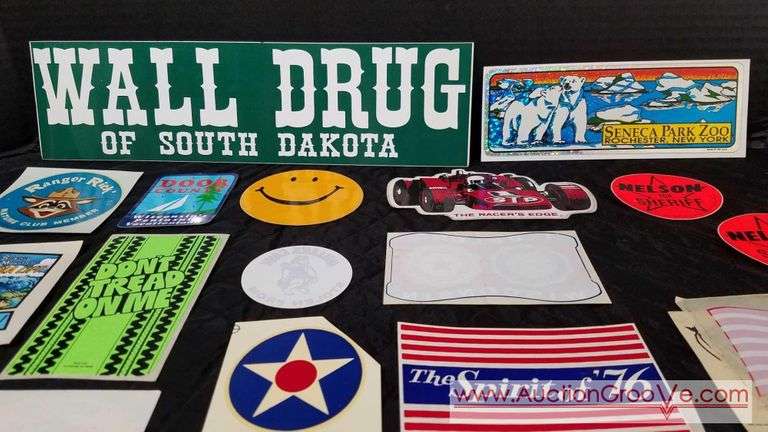 Assortment of sticker with Wall Drug bumper sticker, Seneca Park Zoo ...