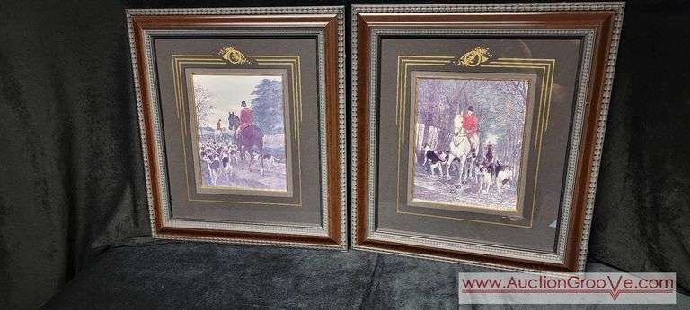 A pair of hunting prints by EAS Douglas. Frames measure 18 by 20. See ...