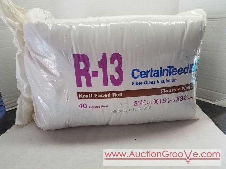 Fiber glass insulation by CertainTeed, R-13. Kraft faced roll is 40 ...