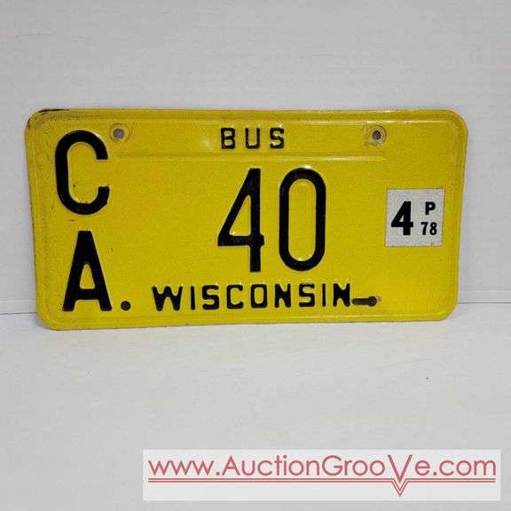1978 Bus License Plates Front and Back. B - AuctionGrooVe.com 608-792-2437