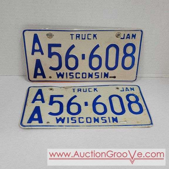 1981 Wisconsin Truck License Plates Front and Back. A - AuctionGrooVe ...