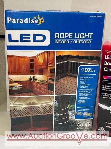 Lot of 3 unused LED lights. Two boxes of Paradise Indoor/outdoor rope ...